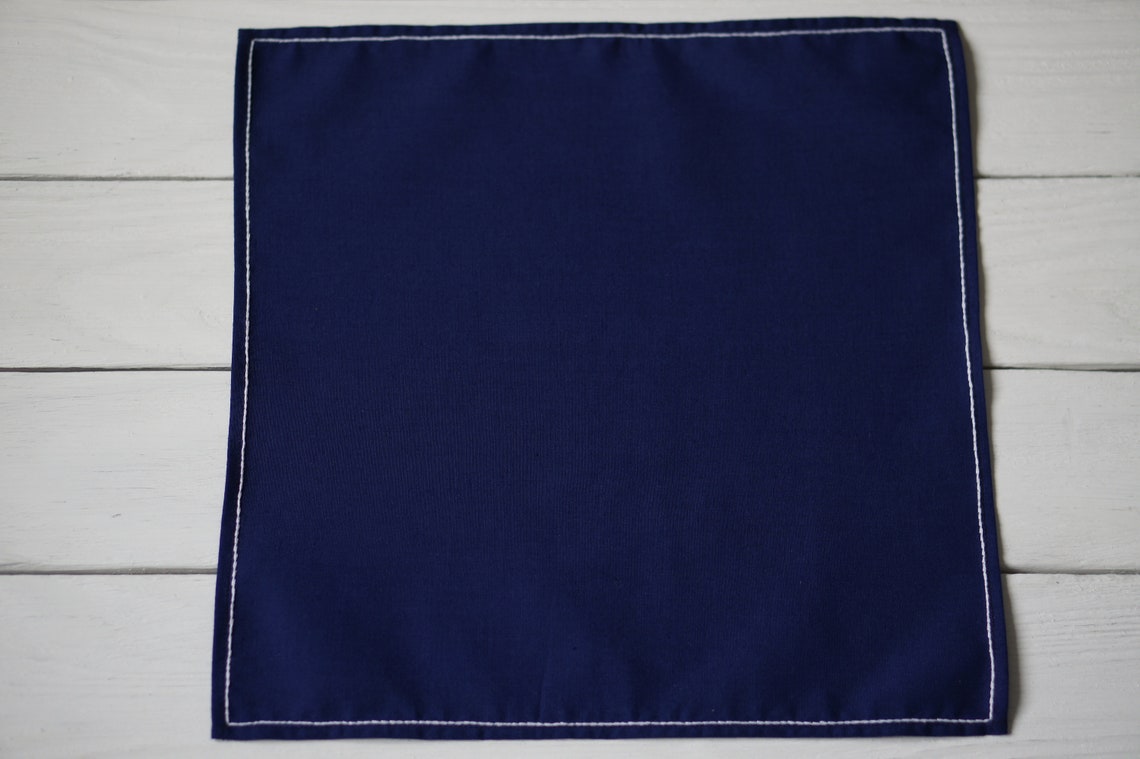 Navy Blue Handkerchief Mens Handkerchief Embroidered - Etsy