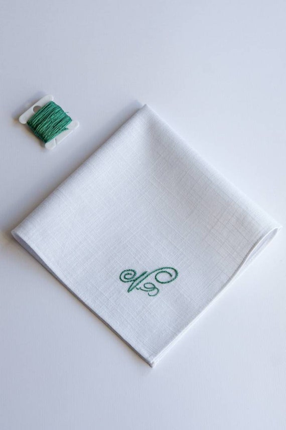 One monogrammed handkerchief as a groomsmen gifts boyfriend | Etsy