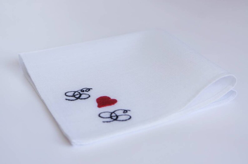 Two-loving Hearts, Wedding Handkerchief, Anniversary Gifts, Valentines ...