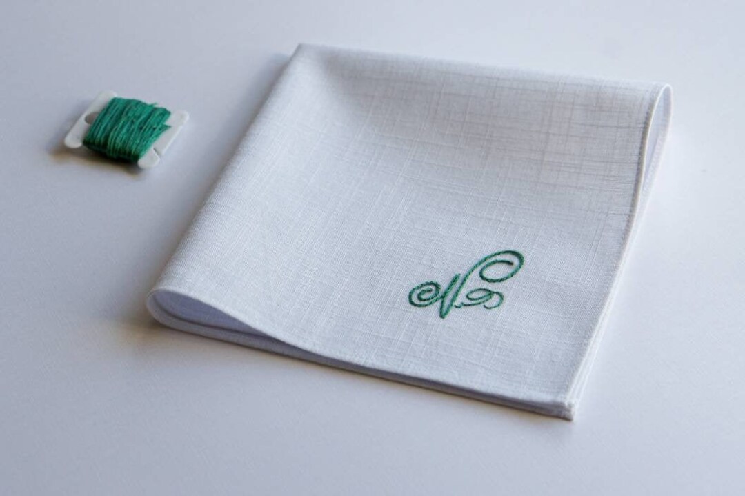 One Monogrammed Handkerchief, Wedding Handkerchief, Mens Handkerchief ...
