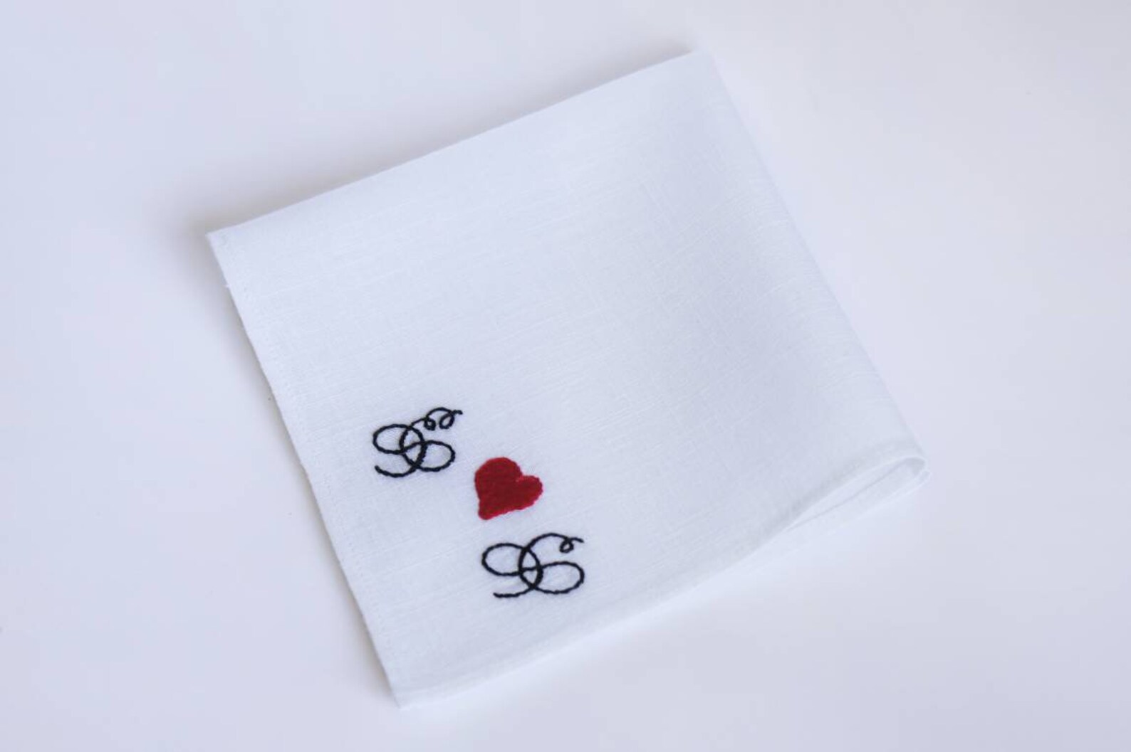 Two-loving Hearts, Wedding Handkerchief, Anniversary Gifts, Valentines ...