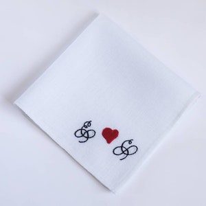 Two-loving Hearts, Wedding Handkerchief, Anniversary Gifts, Valentines ...