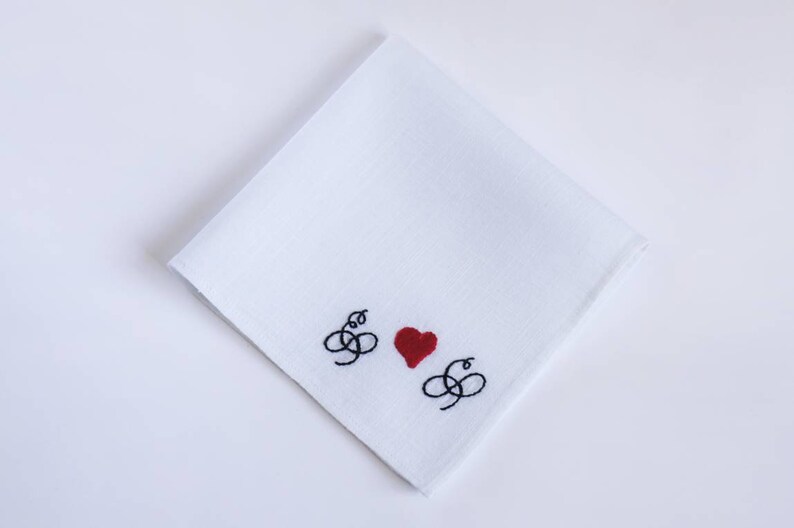 Two-loving Hearts, Wedding Handkerchief, Anniversary Gifts, Valentines ...