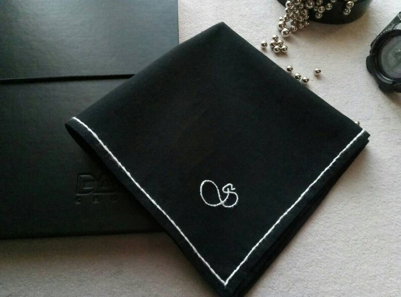 Mens Black Handkerchief for Christmas Personalized Gift for - Etsy