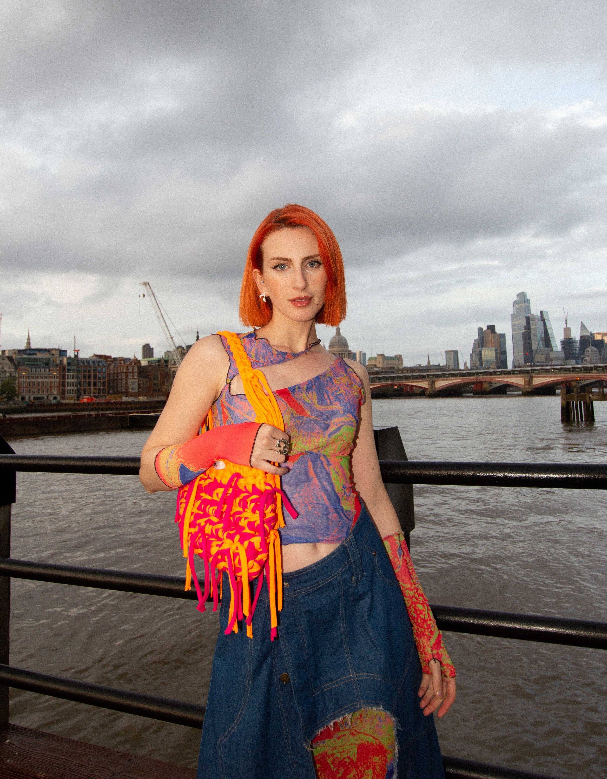 Orange and Pink Ragged Crochet Bag, Crochet Sustainable Bag , Christmas ...