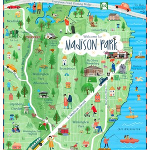 Madison Park, Seattle Illustrated by Annette Kraus - Etsy