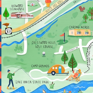 Illustrated Map of Anita, Iowa by Annette Kraus - Etsy