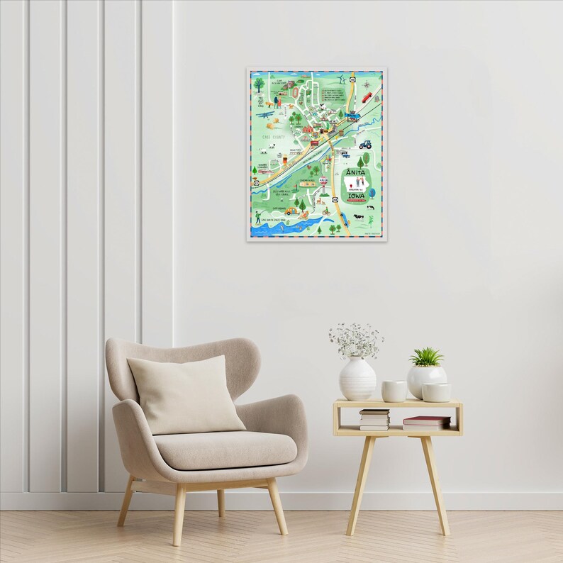 Illustrated Map of Anita, Iowa by Annette Kraus - Etsy