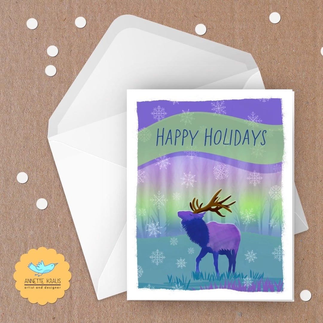 Happy Holidays - Northern Lights-10-pack Greeting Cards - Etsy