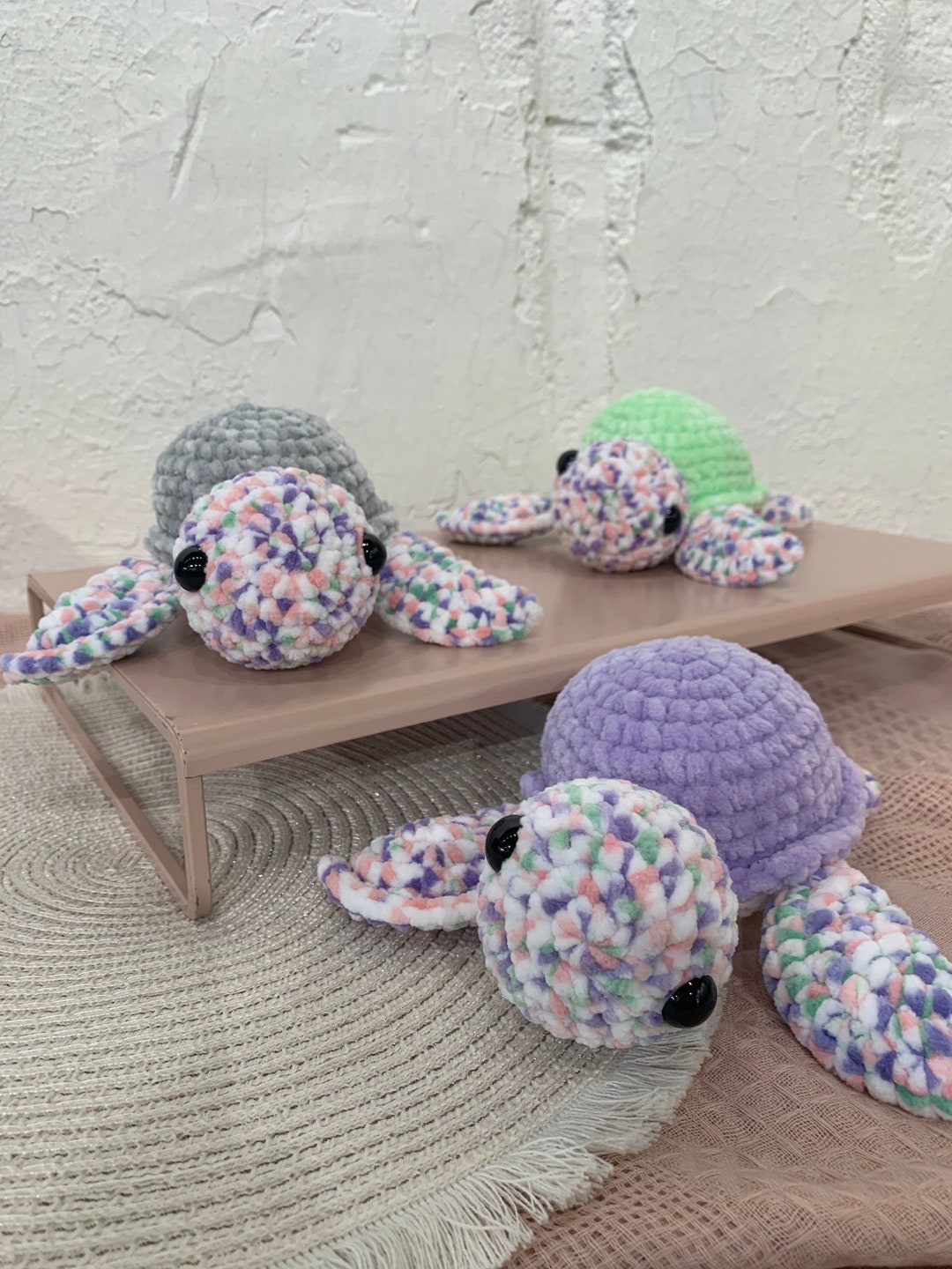 Crochet Velvet Turtle Kawaii Turtle Multicolored Turtle - Etsy