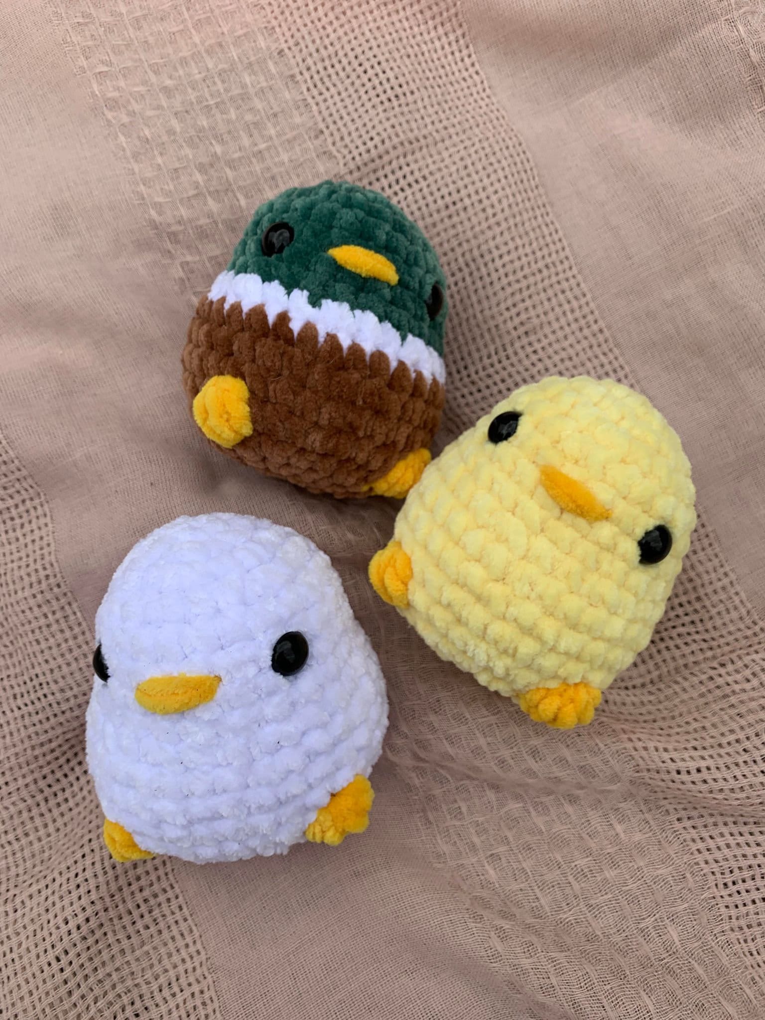 Crochet Duck Mallard Duck Yellow Duck White Duck Fuzzy Crochet Duck ...