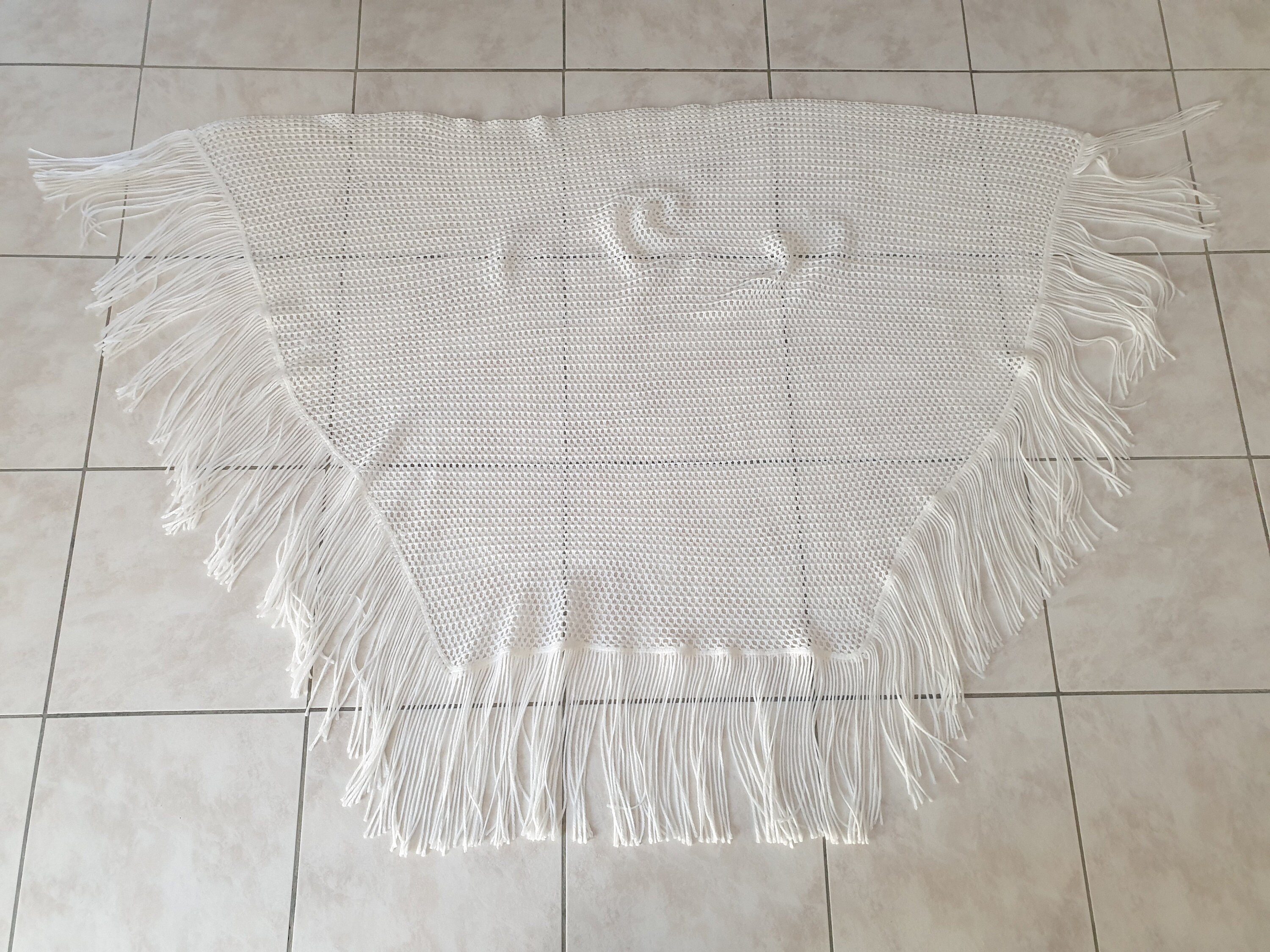Off-white Bohemian Bridal Shawl, Vintage, 110x190 Cm, Mechanical Knit ...