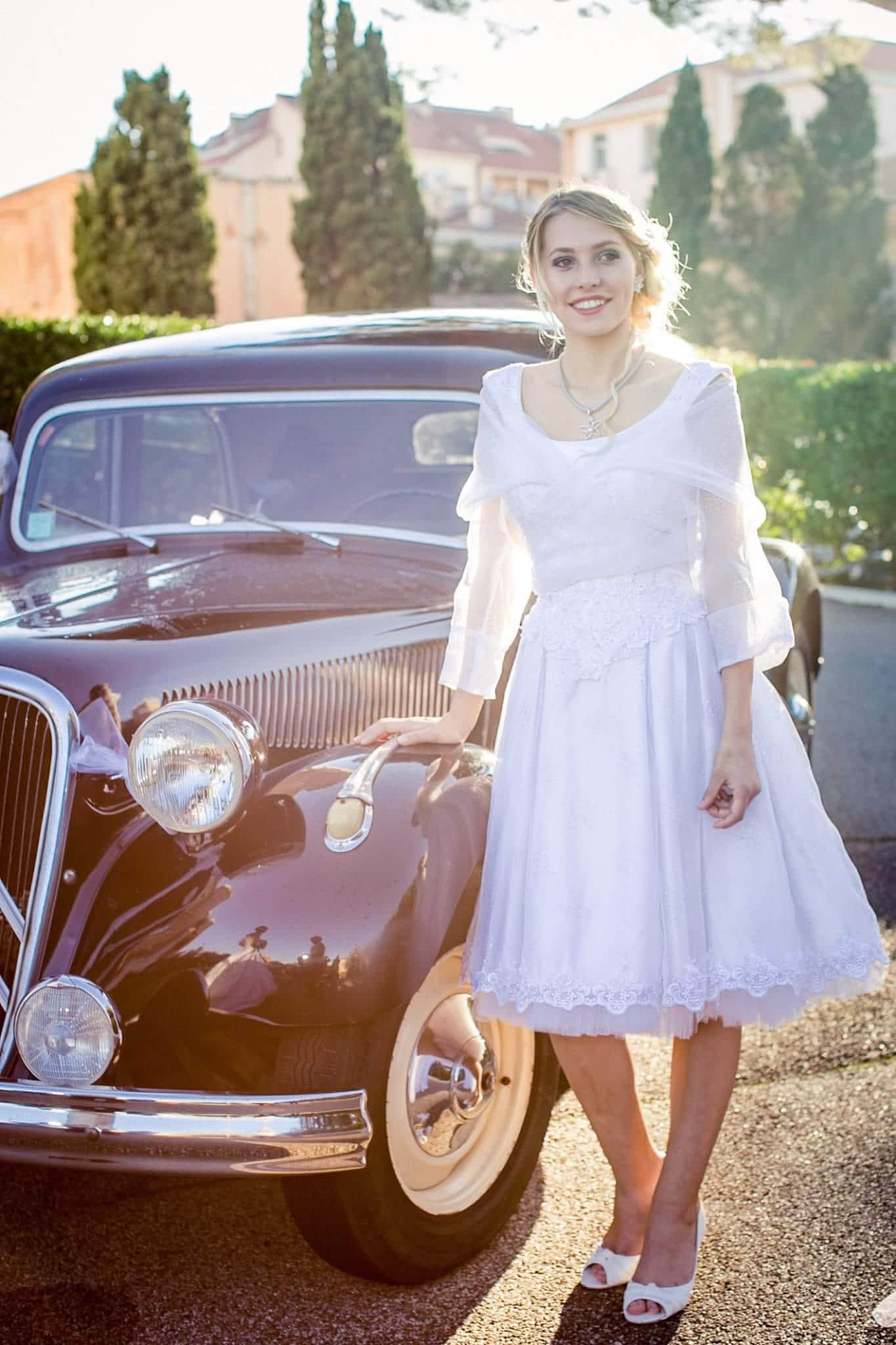 Short Pin up Wedding Dress, Retro, 50s, in Duchess Satin and Glittery ...