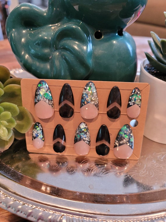 Encapsulated glitter nails | Etsy