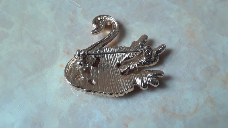 Gold Tone Metal & Crystal Swan Brooch, Swan Pin With Rhinestones ...