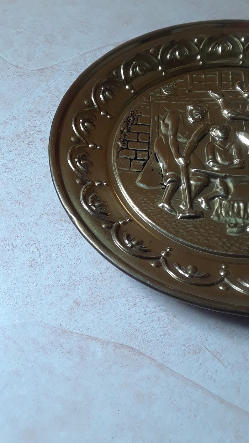 Vintage Brass Wall Plaque Made in England, Stamped Brass English Wall ...