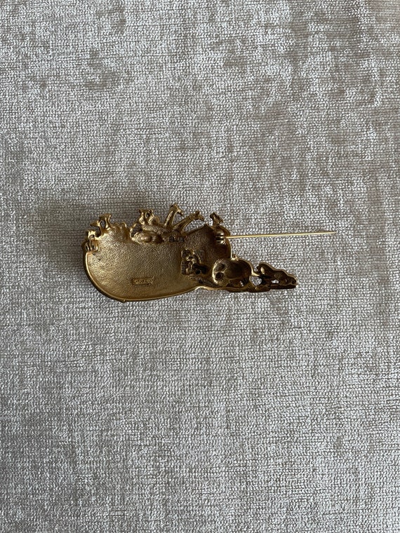 Vintage AJC Noah's Ark Gold Tone Metal Brooch, Noahs … - Gem
