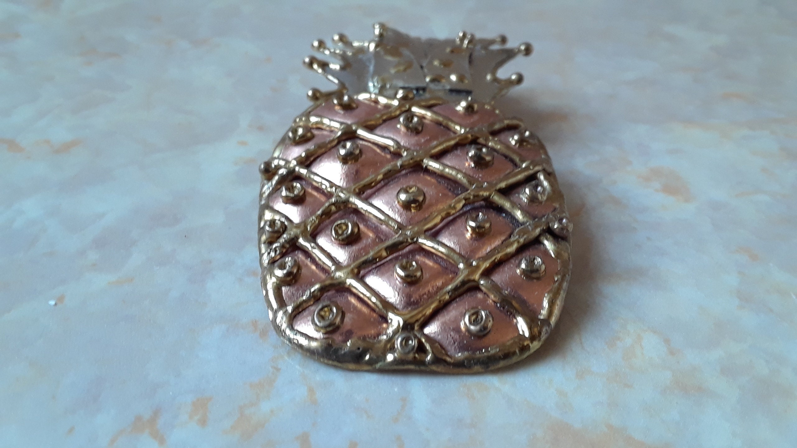Vintage Pineapple Pendant & Brooch, Carved Pineapple Brooch Pin ...