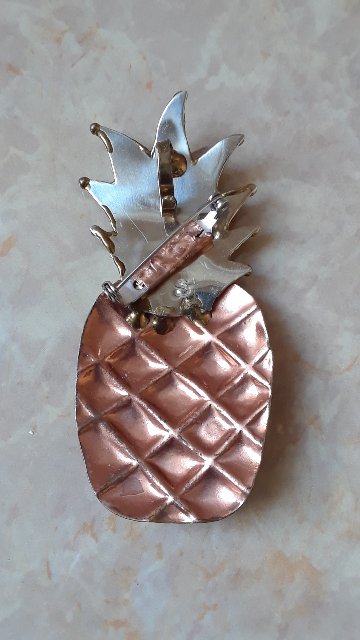 Vintage Pineapple Pendant & Brooch, Carved Pineapple Brooch Pin ...