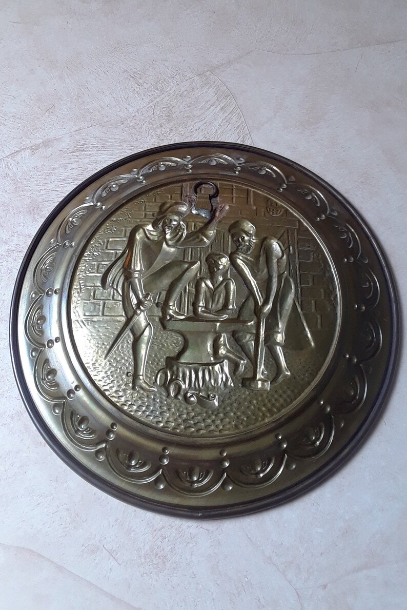 Vintage Brass Wall Plaque Made in England, Stamped Brass English Wall ...