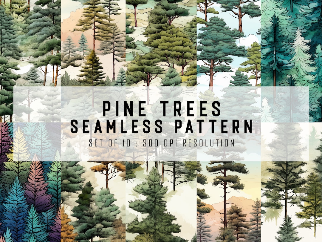 10 Pine Trees Seamless Patterns - Digital Download - Perfect for Fabric ...