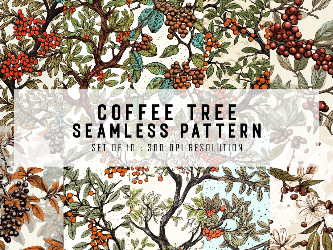 10 Coffee Tree Seamless Patterns - Digital Download - Perfect for ...