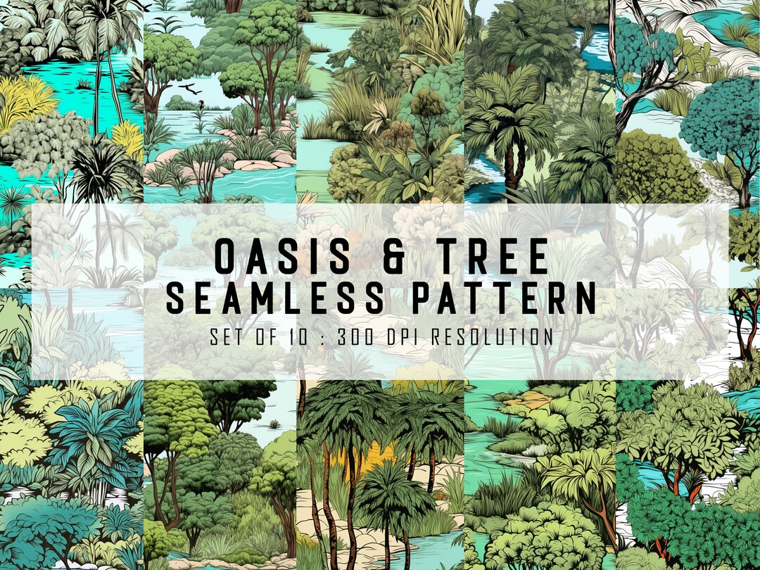 10 Oasis and Trees Seamless Patterns - Digital Download - Perfect for ...