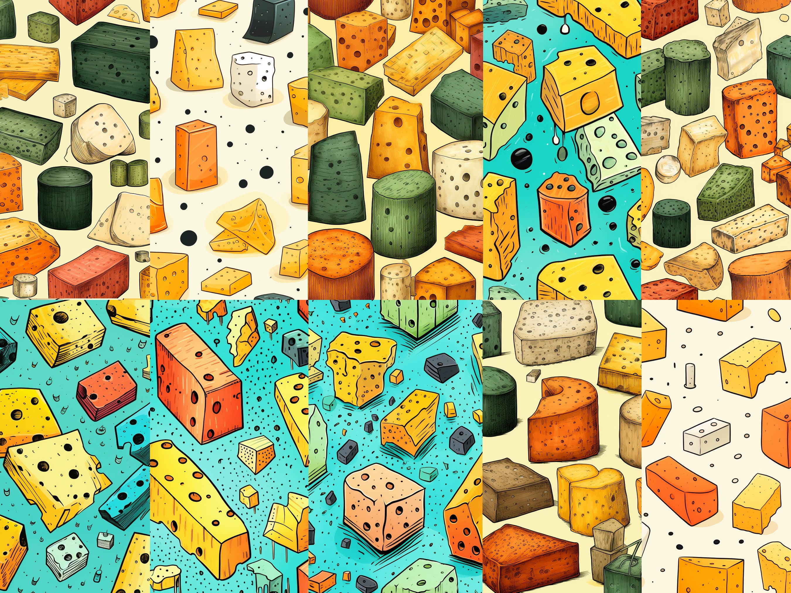 10 Cheeses Seamless Patterns - Digital Download - Perfect for Fabric ...