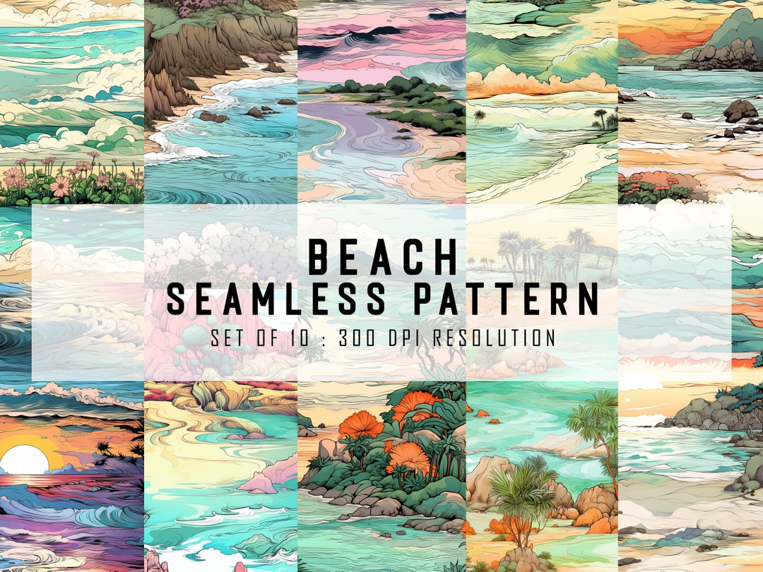 10 Beach Seamless Patterns - Digital Download - Perfect for Fabric ...