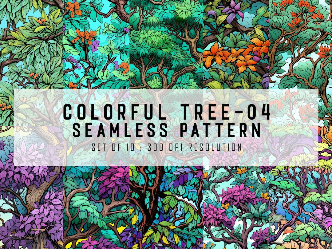 10 Colorful Trees -04- Seamless Patterns - Digital Download - Perfect ...