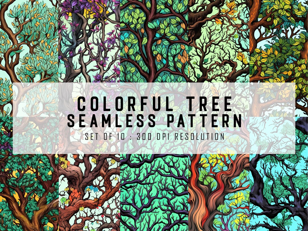 10 Colorful Trees Seamless Patterns - Digital Download - Perfect for ...
