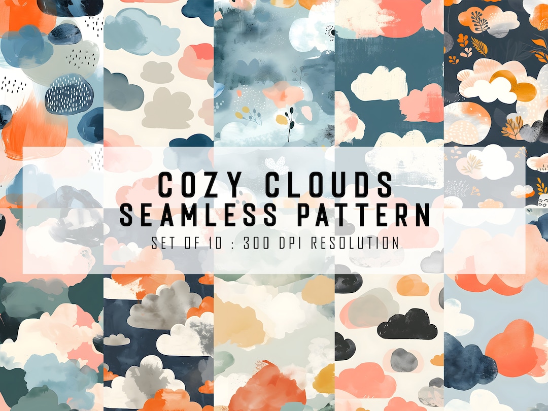 10 Cozy Clouds Seamless Patterns - Digital Download - Perfect for ...