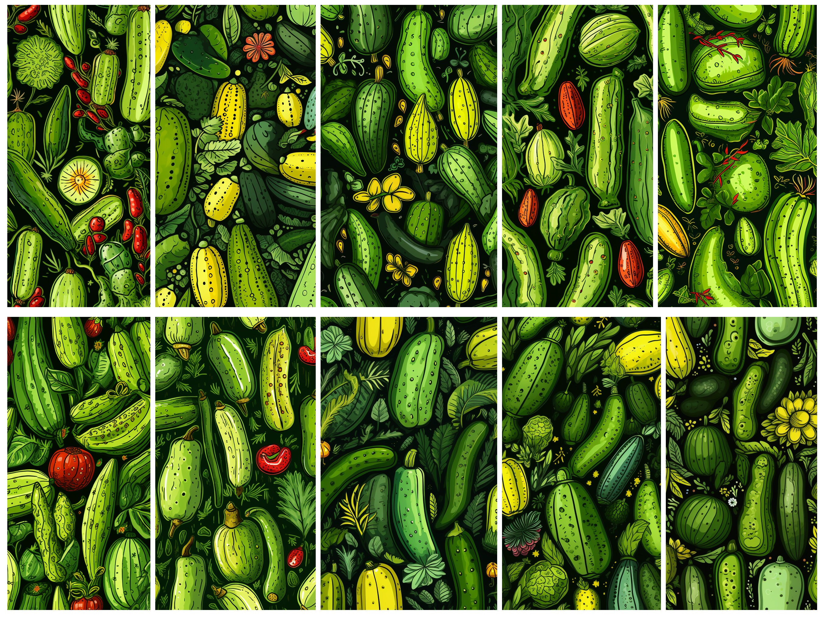 10 Pickled Cucumber Seamless Patterns - Digital Download - Perfect for ...