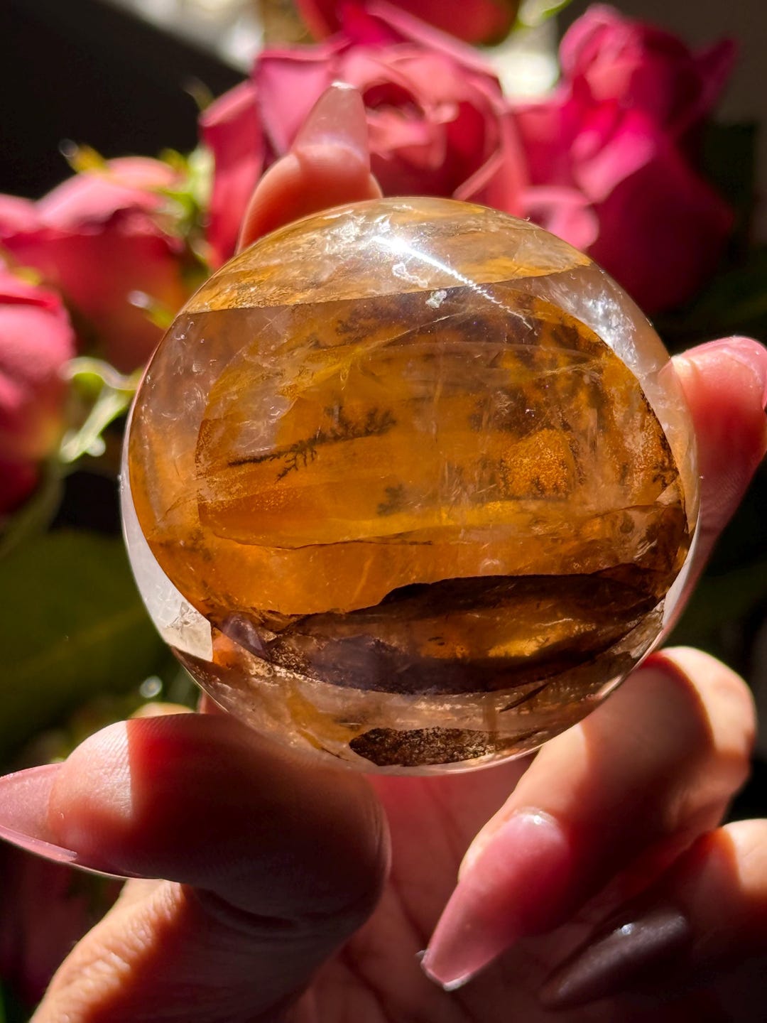 Dendritic Quartz Sphere, Girasol Quartz With Dendrites, Dendritic ...