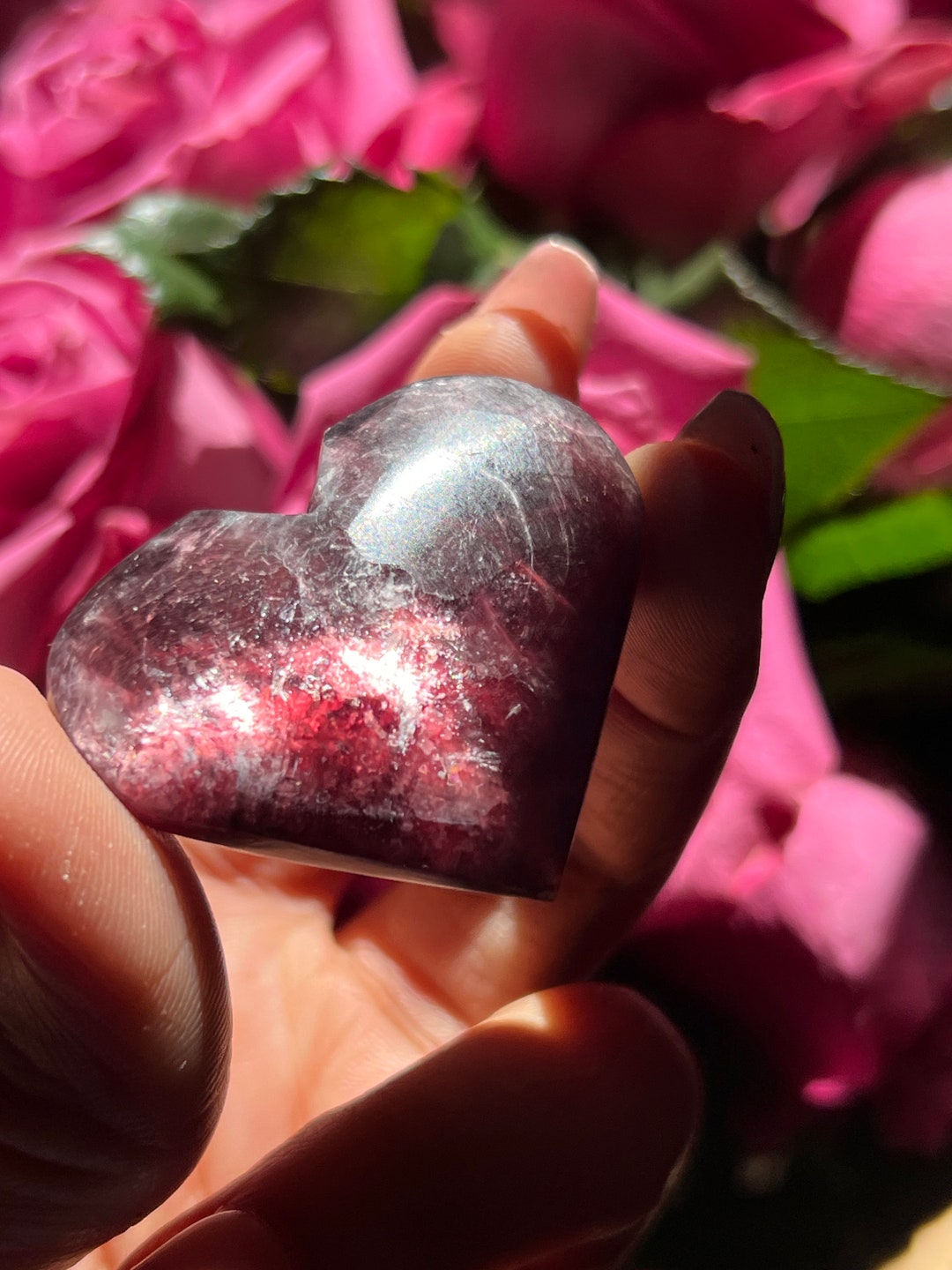 Small Mica Heart, Flashy Purple Mica Heart, Flashy Lepidolite Heart ...
