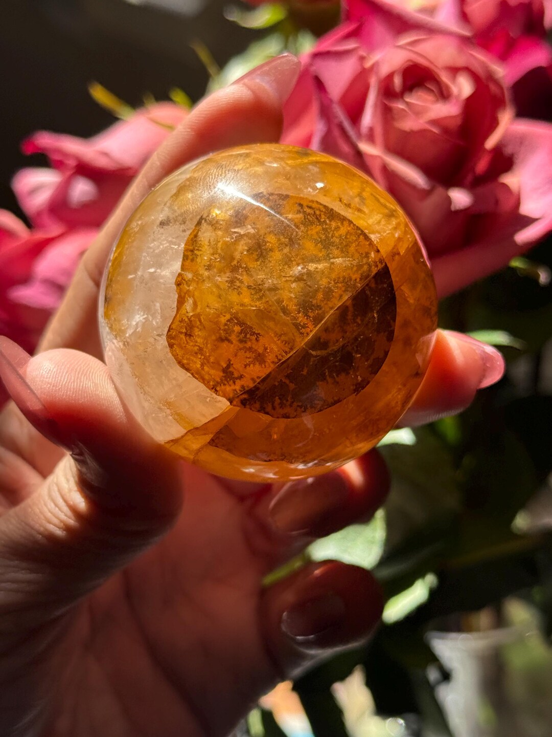 Dendritic Quartz Sphere, Girasol Quartz With Dendrites, Dendritic ...