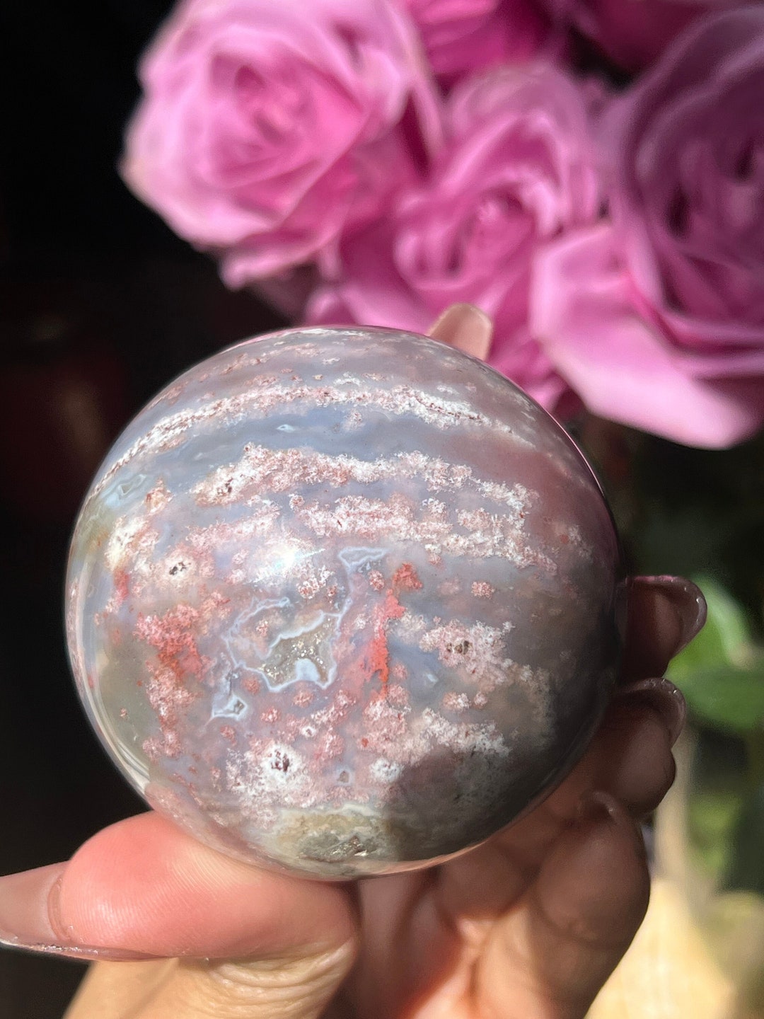 Rare Pink Ocean Jasper Sphere, Purple Ocean Jasper, Pink Ocean Jasper ...