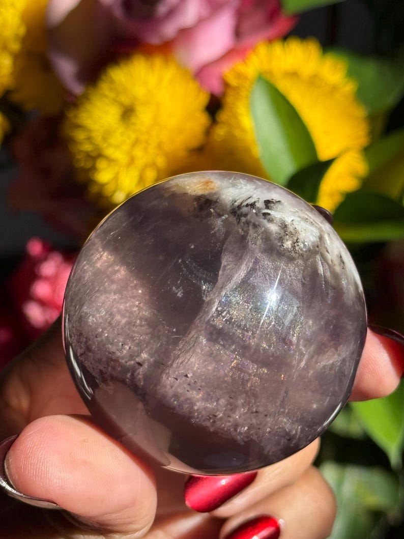 Rare Feather Fluorite Sphere, Purple Fluorite With Mica, RARE Collector ...