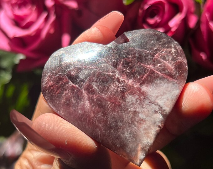 Flashy Purple Mica Heart, Lepidolite Heart, Crystal Hearts, Gem ...