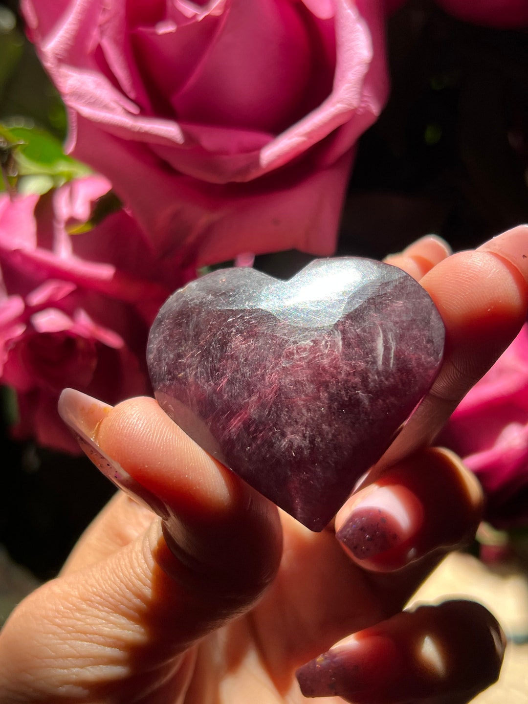 Small Mica Heart, Flashy Purple Mica Heart, Flashy Lepidolite Heart ...