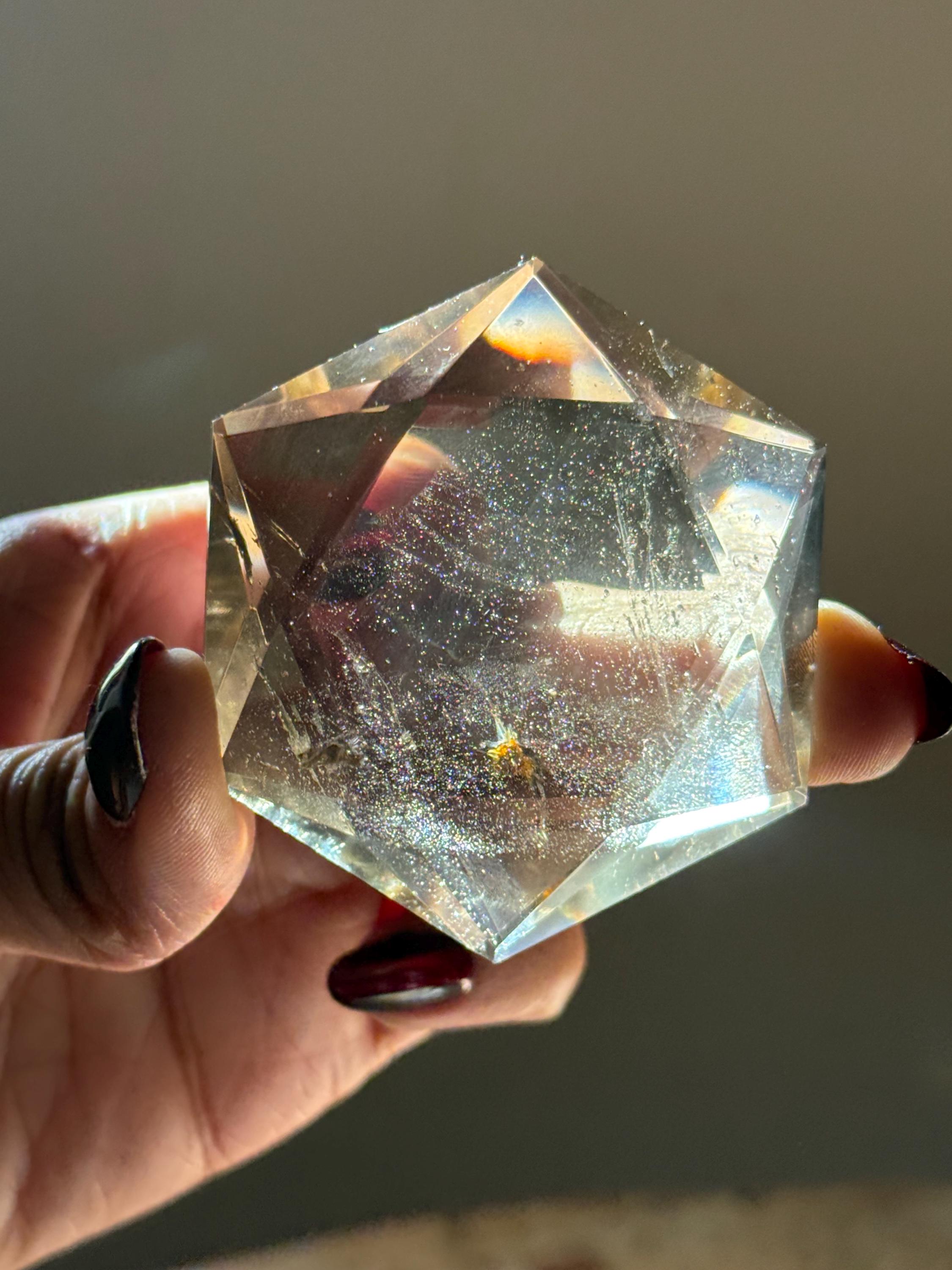 Crystal Hexagon Faceted Quartz, Star of David Quartz, Faceted Smoky ...