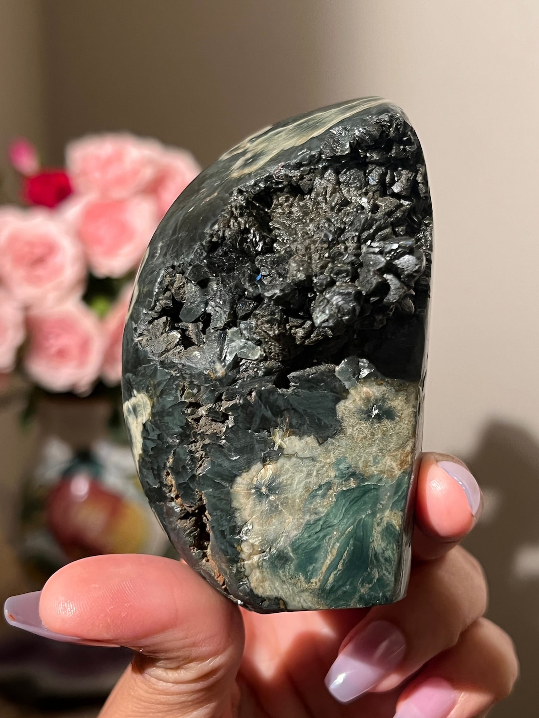 Ocean Jasper With Druzy Quartz, Green Ocean Jasper, Ocean Jasper, Sea ...