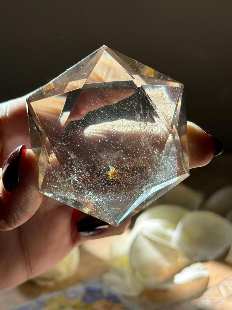 Crystal Hexagon Faceted Quartz, Star of David Quartz, Faceted Smoky ...