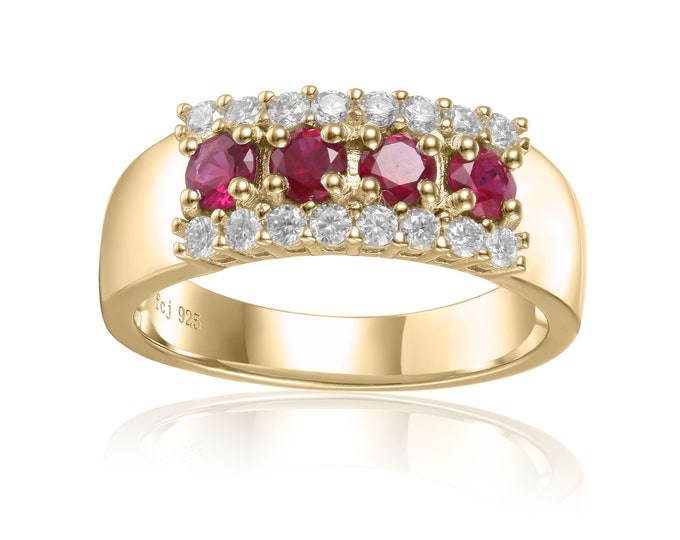 14k Gold Ruby Ring Rose Gold Ring Ruby Ring Chunky Ruby Ring Statement ...