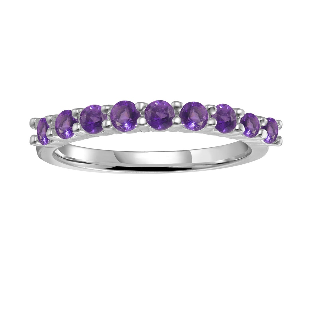 Personalized Gift Mom Purple Amethyst Half Eternity Ring for - Etsy