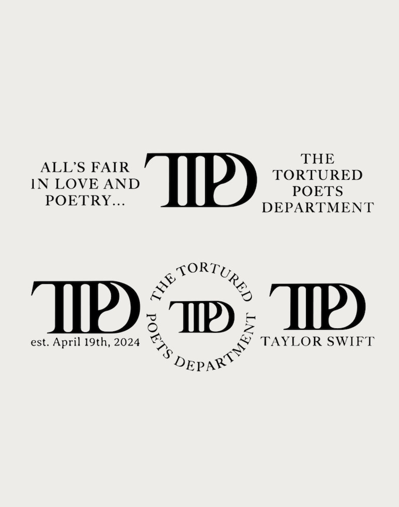 The Tortured Poets Department Taylor Swift TTPD Set of FIVE Logos PNGS ...