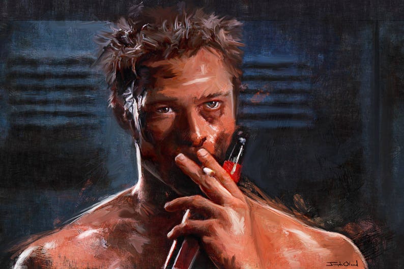 Fight Club Tyler Durden Smoking A Cigarette Drinking Beer - Etsy