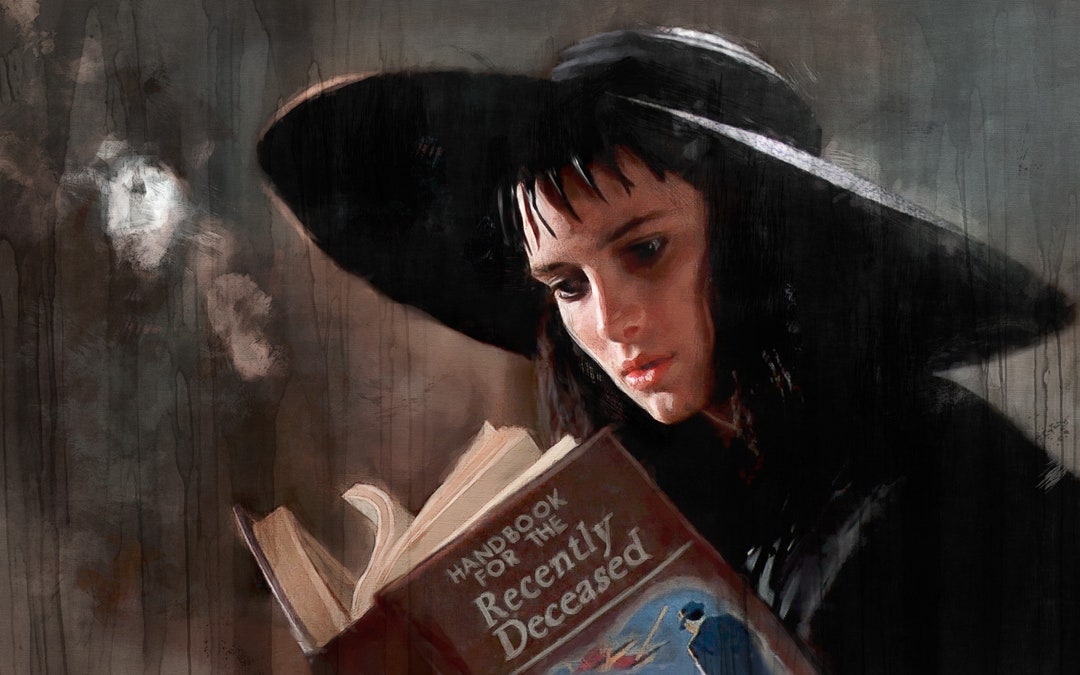 Painting Illustration of Winona Ryder Playing Lydia Deetz From the Tim ...