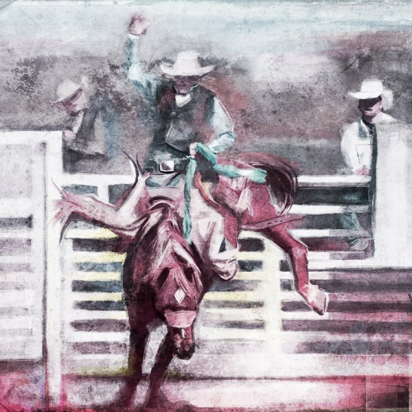 Cowboy Bronco Painting - Etsy