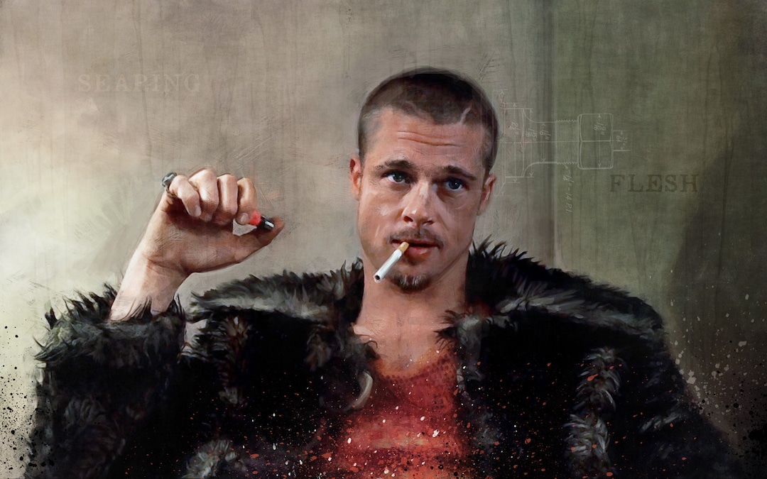 Painting Illustration of Brad Pitt as Tyler Durden From Cult Classic ...